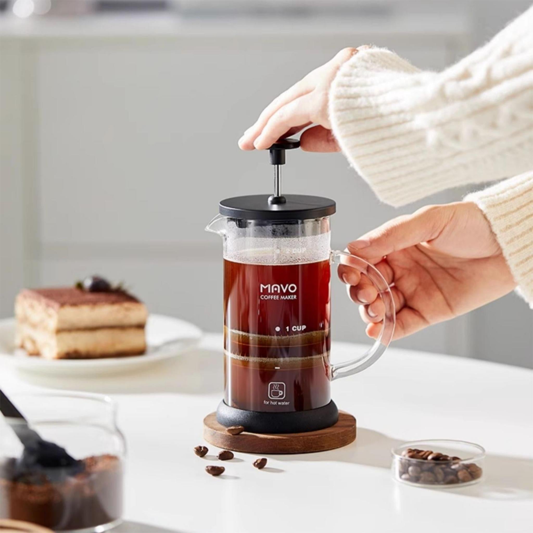 MAVO Double Filter French Press Coffee Maker (Black) - Premium High Bo ...
